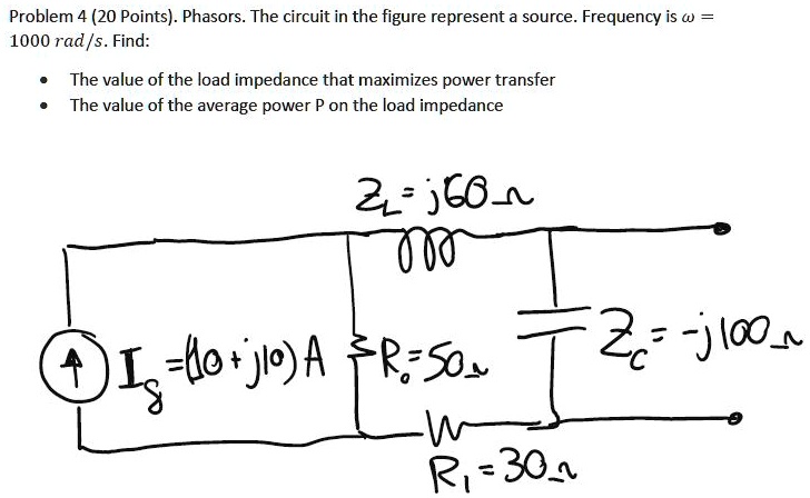 SOLVED: Problem 4.20 Points). Phasors. The circuit in the figure represents a source. The ...