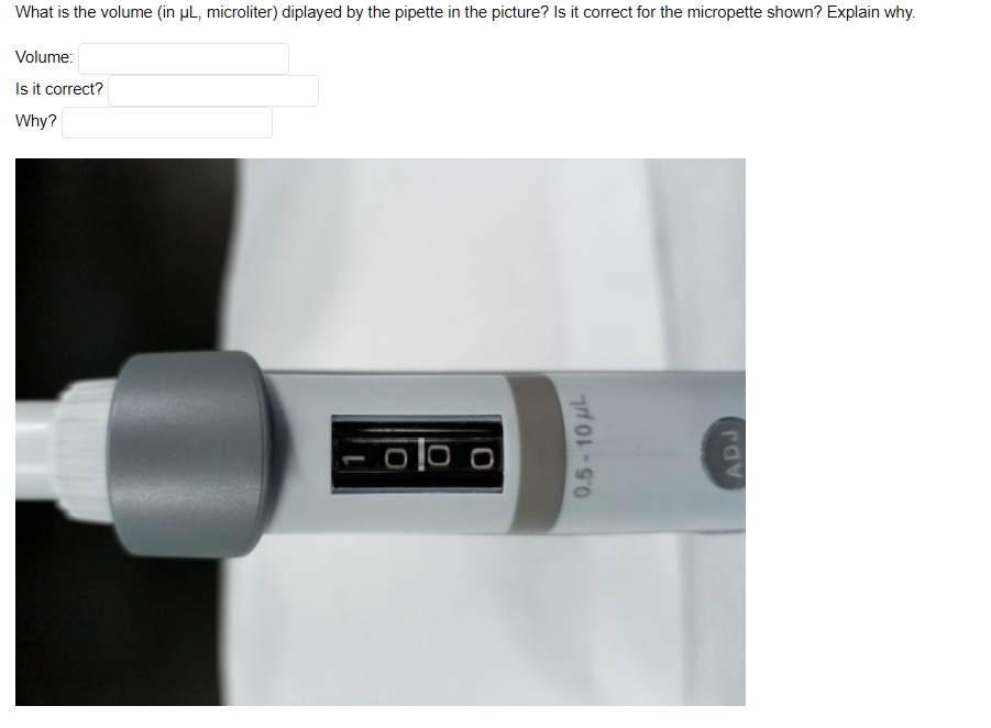 SOLVED: What is the volume (in Î¼L; microliter) displayed by the ...