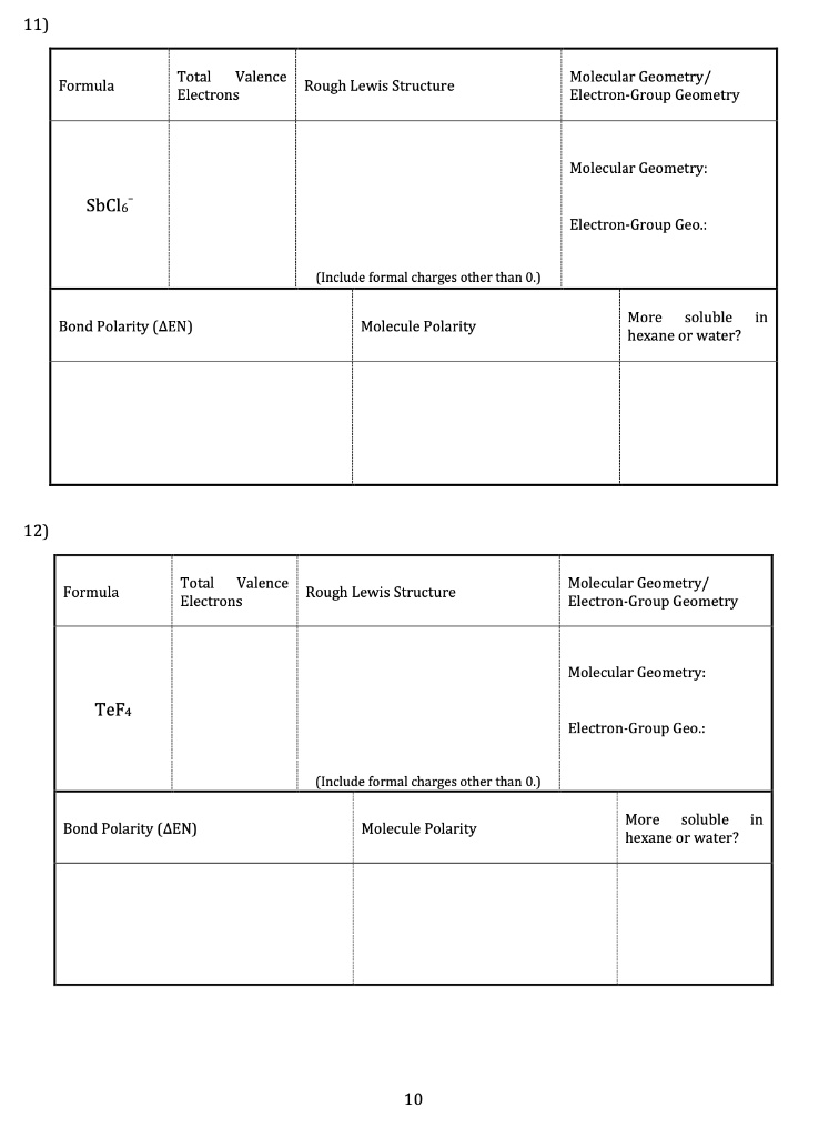 SOLVED: 11) Total Valence Rough Lewis Structure Electrons Molecular ...