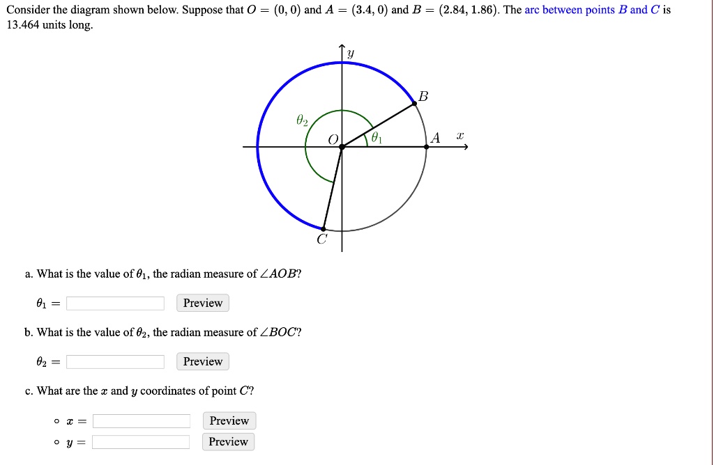 SOLVED: Consider the diagram shown below. Suppose that O = (0, 0), A = (3.4, 0), and B = (2.84 ...