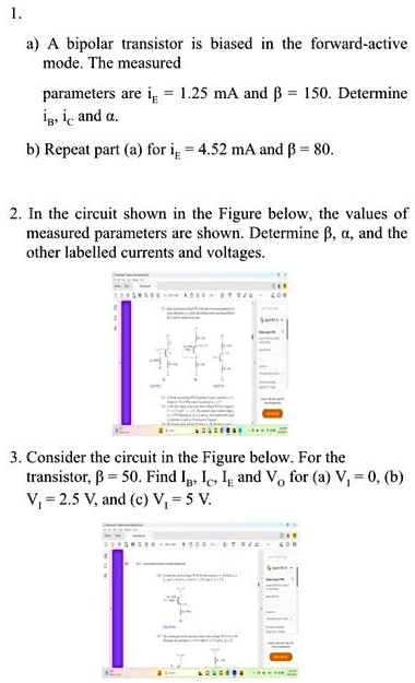 1. a) A bipolar transistor is biased in the forward-active mode. The ...