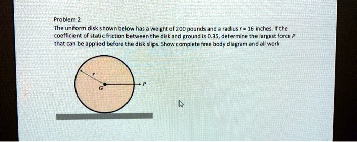 Problem 2 The uniform disk shown below has a weight of 200...