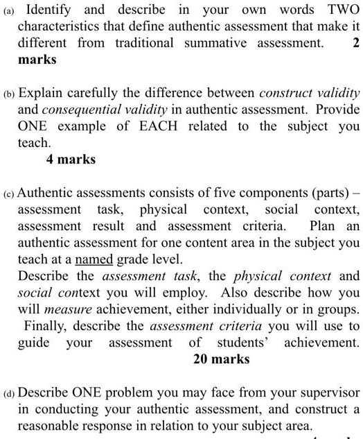 (a) Identify and describe in your own words TWO characteristics that ...