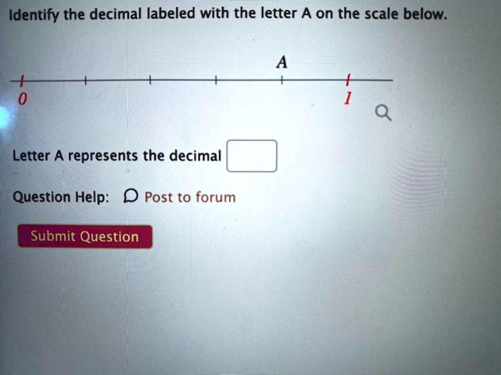 SOLVED: 'Identify the decimal labeled with the letter A on the scale ...