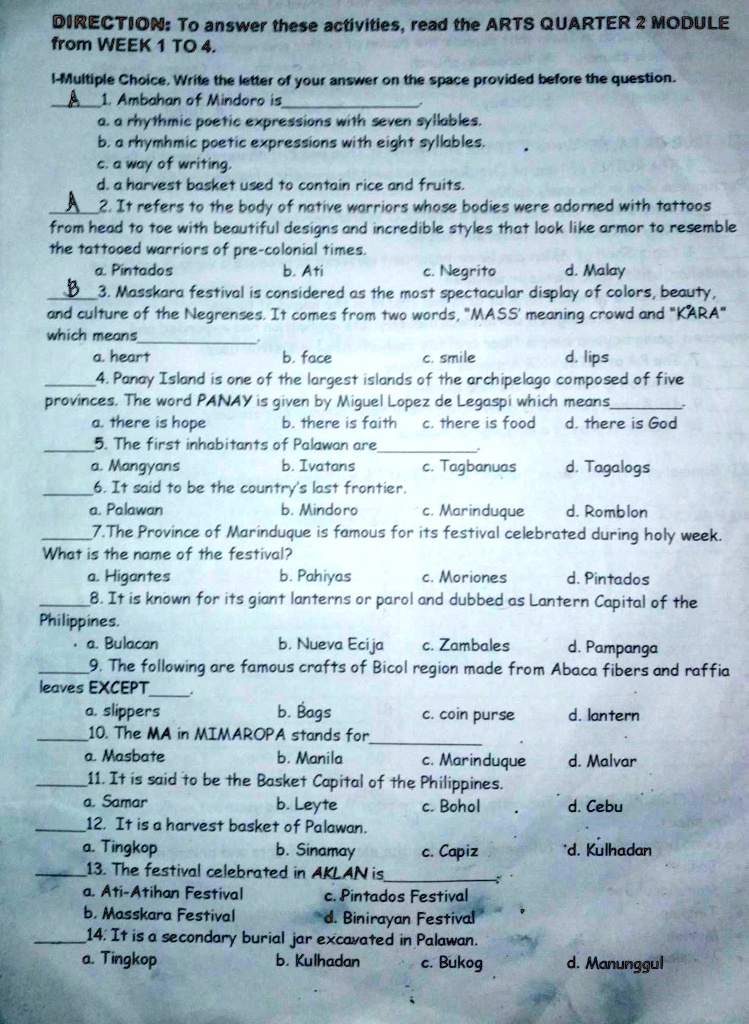 pwede po pa answer please direction to answer these activities read the ...