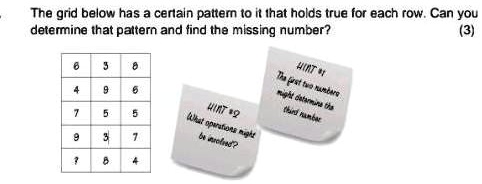 The grid below has a certain pattern to it that holds true for each row. Can you determine that ...