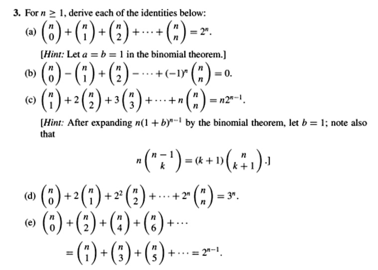 Solved For N ∈ ℠Derive Each Of The Identities Below 1 √2