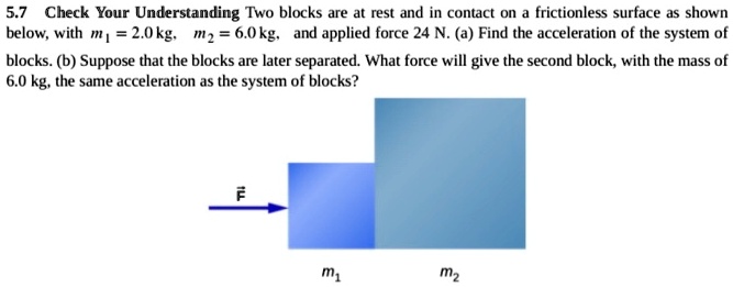 SOLVED:5.7 Check Your Understanding Two blocks are at rest and in contact On frictionless ...