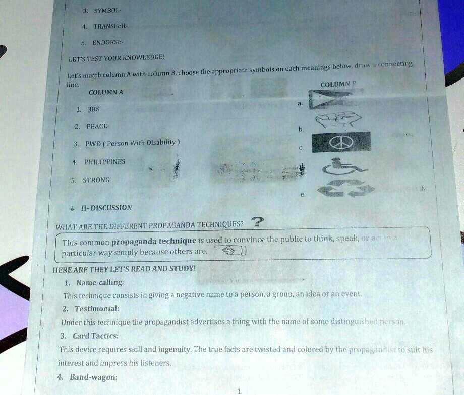 lets match column a with column b choose the appropriate symbols on ...