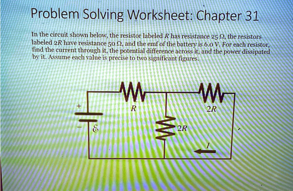 Problem Solving Worksheet: Chapter 31 In the circuit shown below, the resistor labeled R has ...