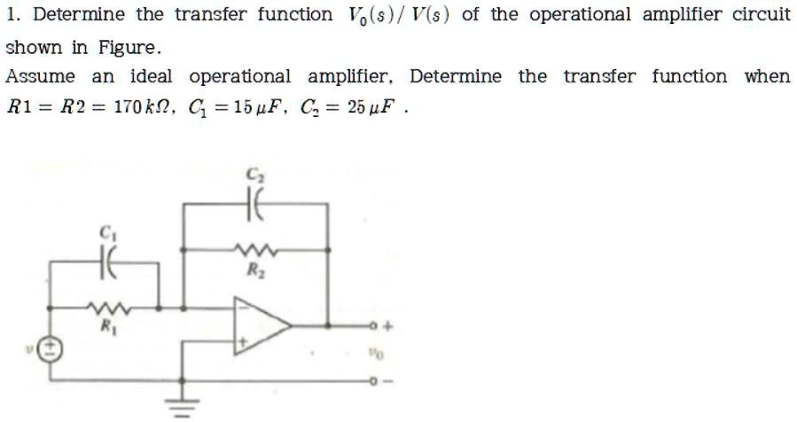 1. Determine the transfer function Vo(s) / V(s) of the operational amplifier circuit shown in ...