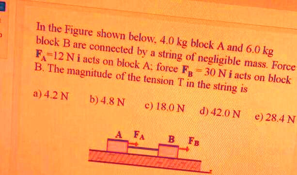 SOLVED: In the figure shown below, a 4.0 kg block A and a 6.0 kg block B are connected by a ...