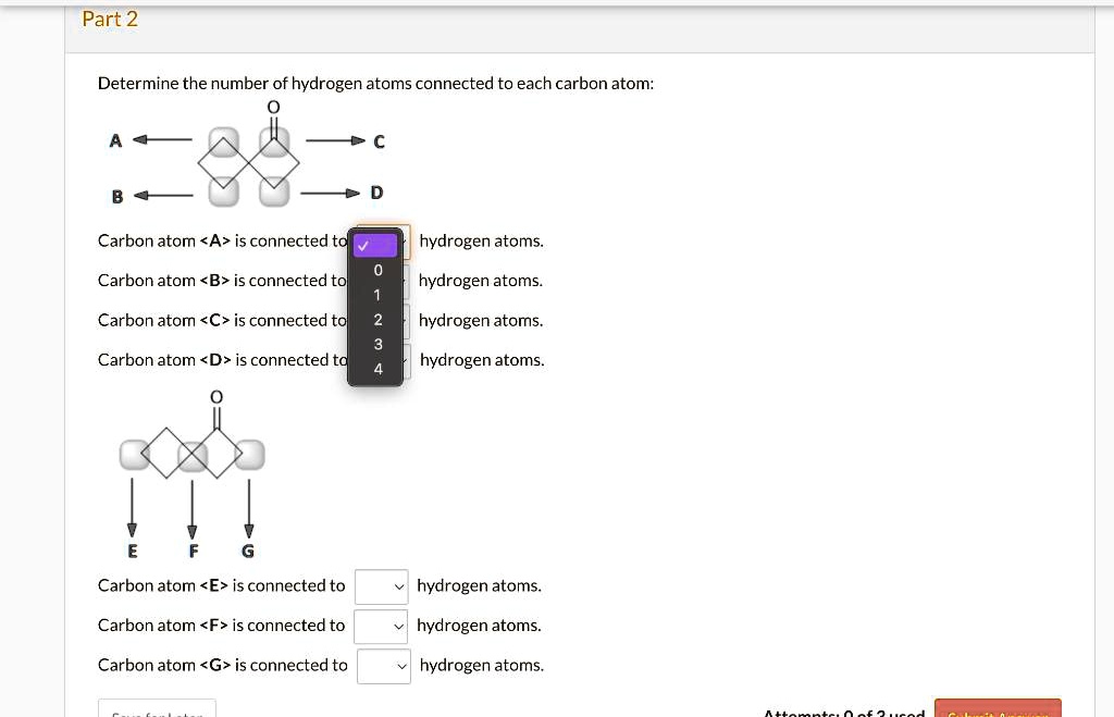 Solved Part2 Determine The Number Of Hydrogen Atoms Connected To Each