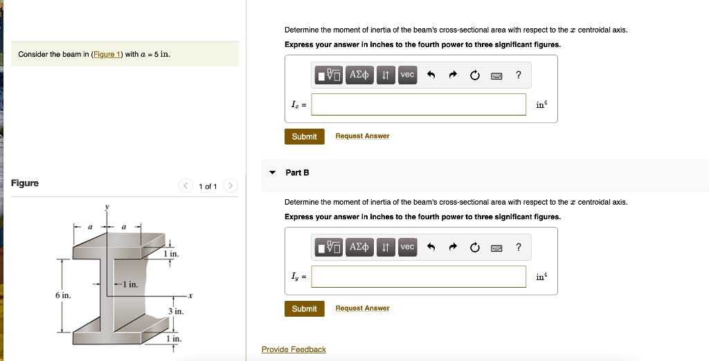 Solved Determine The Moment Of Inertia Of The Beams Cross Sectional Area With Respect To The X