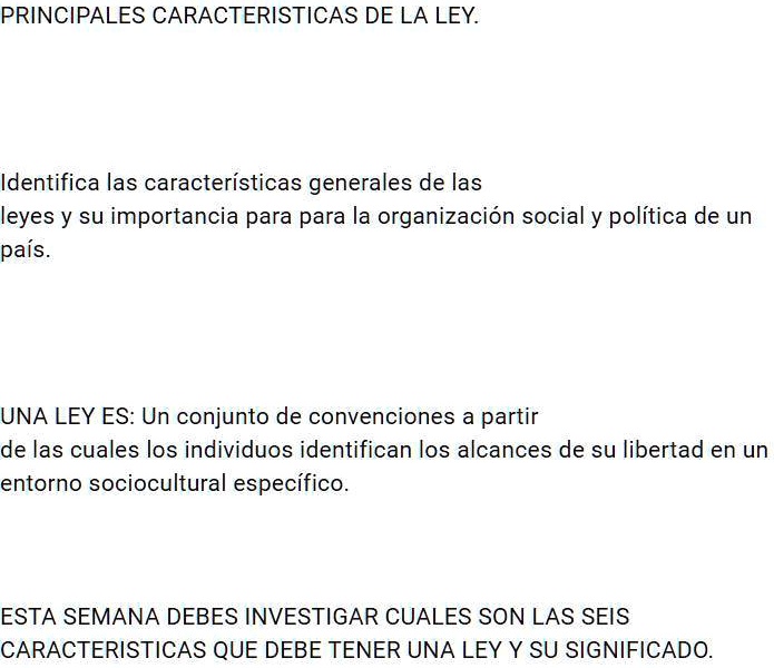 SOLVED: características de la ley alguien me ayuda PRINCIPALES ... SOLVED: características de la ley alguien me ayuda PRINCIPALES ...