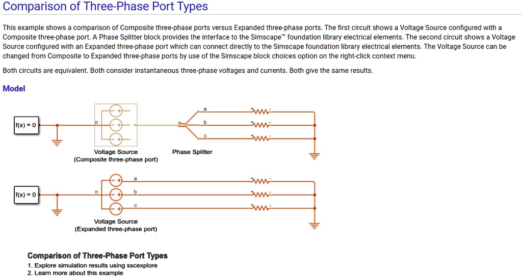 SOLVED: Comparison of Three-Phase Port Types in Matlab engineering ...