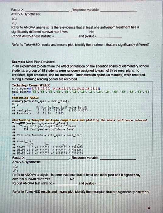 Solved Factorial Response Variable Anova Hypothesis H0 μ1 μ2 μ3 7942