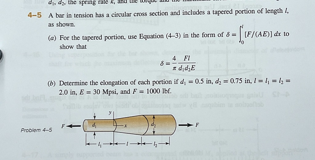 4 5 a bar in tension has a circular cross section and includes a ...