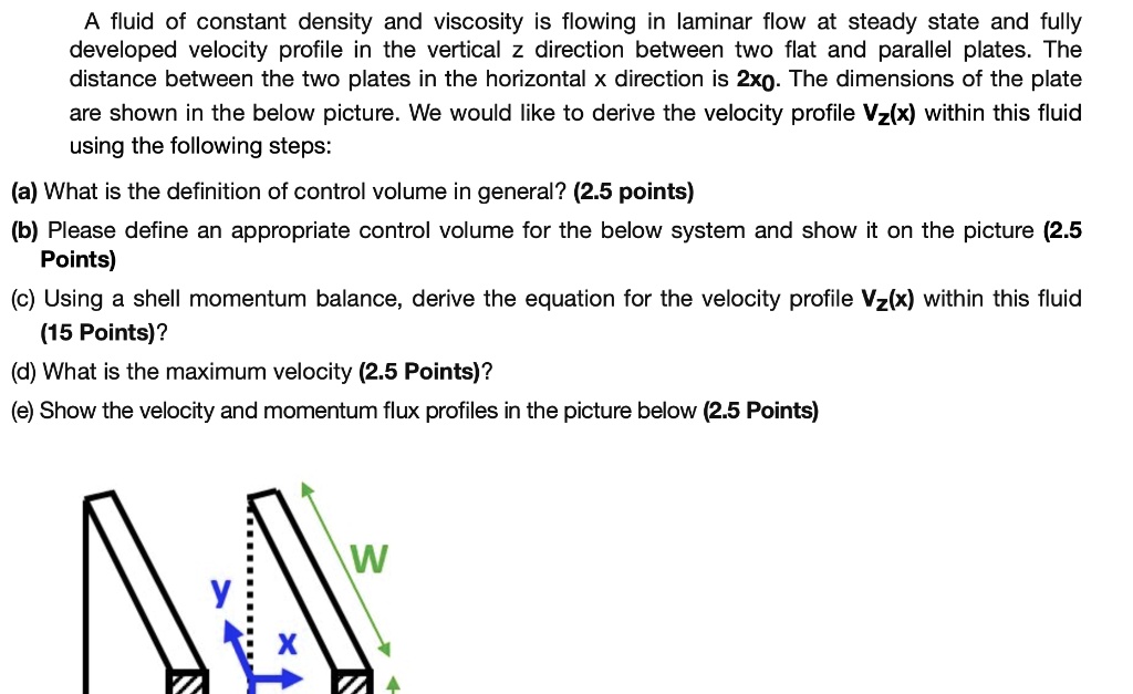A fluid of constant density and viscosity is flowing in laminar flow at ...