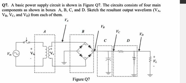SOLVED: A basic power supply circuit is shown in Figure Q7. The circuit consists of four main ...