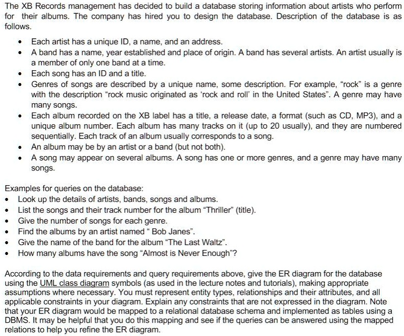 the er model 8 points please use uml class diagram for giving the er ...