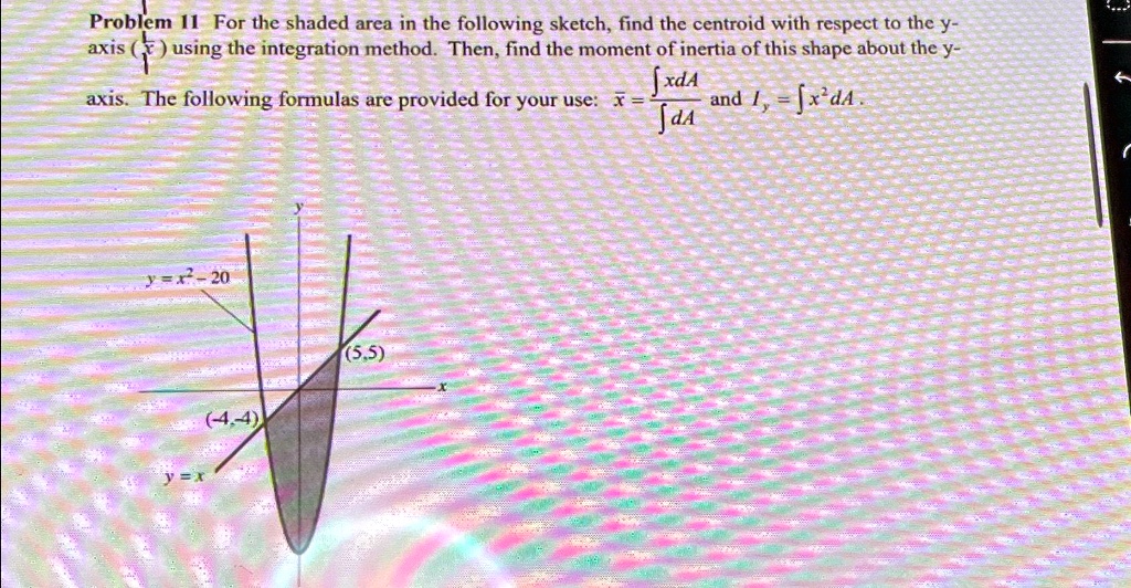 Problem 11 For the shaded area in the following sketch, find the centroid with respect to the y ...