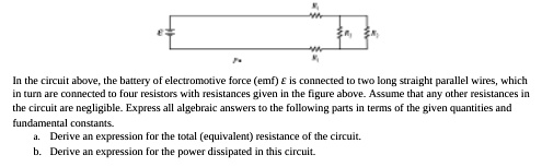SOLVED: In the circuit above, the battery of electromotive force (emf ...