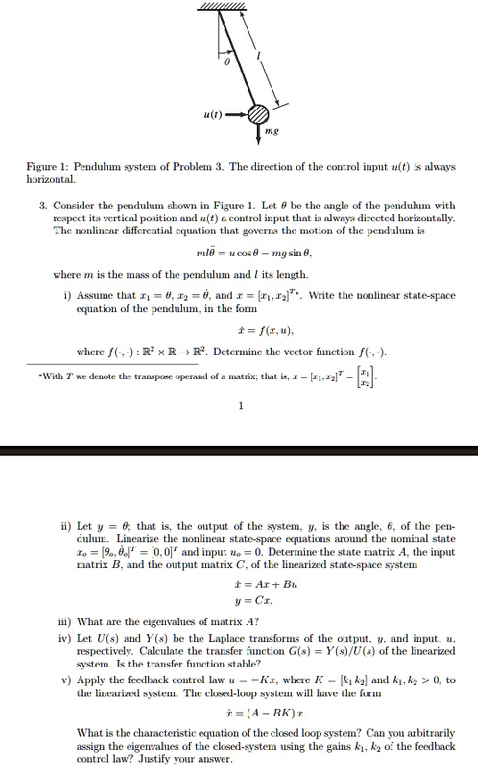 SOLVED: ) ms Figure 1: Pendulum system of Problem 3. The direction of ...