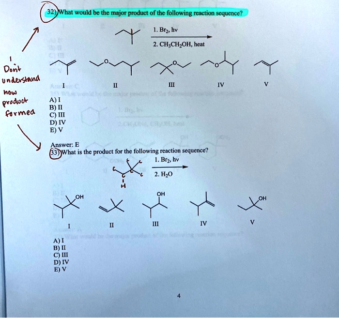SOLVED: What would be the major product of the following reaction ...