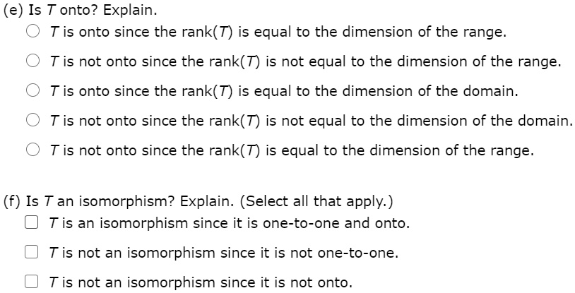 E is t onto explain tis onto since the rankt is equal to the...
