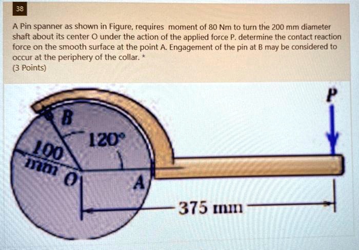 38 A Pin spanner as shown in Figure, requires moment of 80 Nm to turn ...