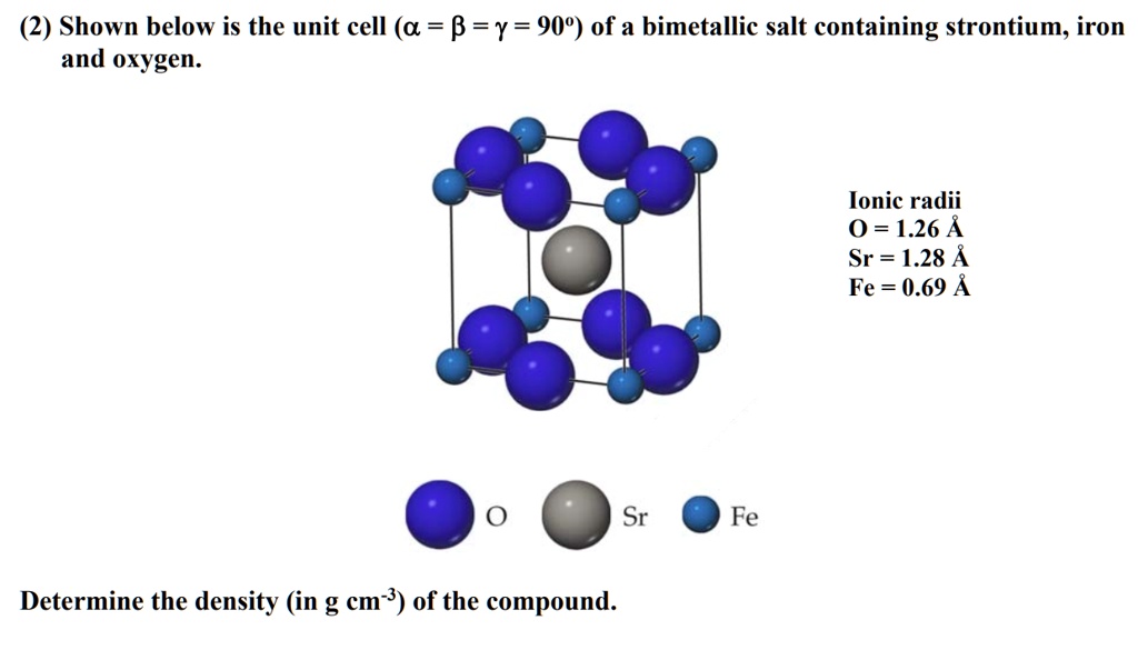 SOLVED: (2) Shown below is the unit cell (a = B =Y = 90') of a ...