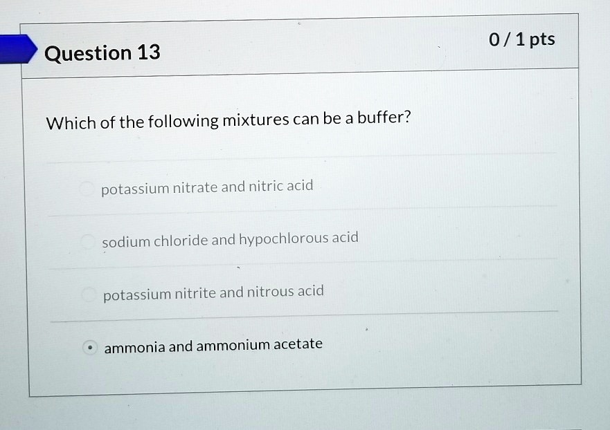 Which of the following mixtures can be a buffer? - potassium nitrate ...