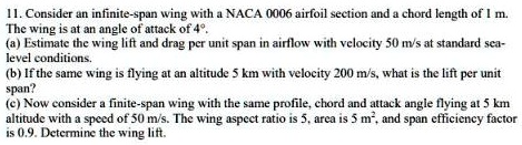 SOLVED: Consider an infinite-span wing with a NACA 0006 airfoil section ...