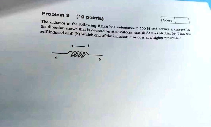 SOLVED: Problem 8 (10 points) The Score inductor in the the following direction shown that is ...