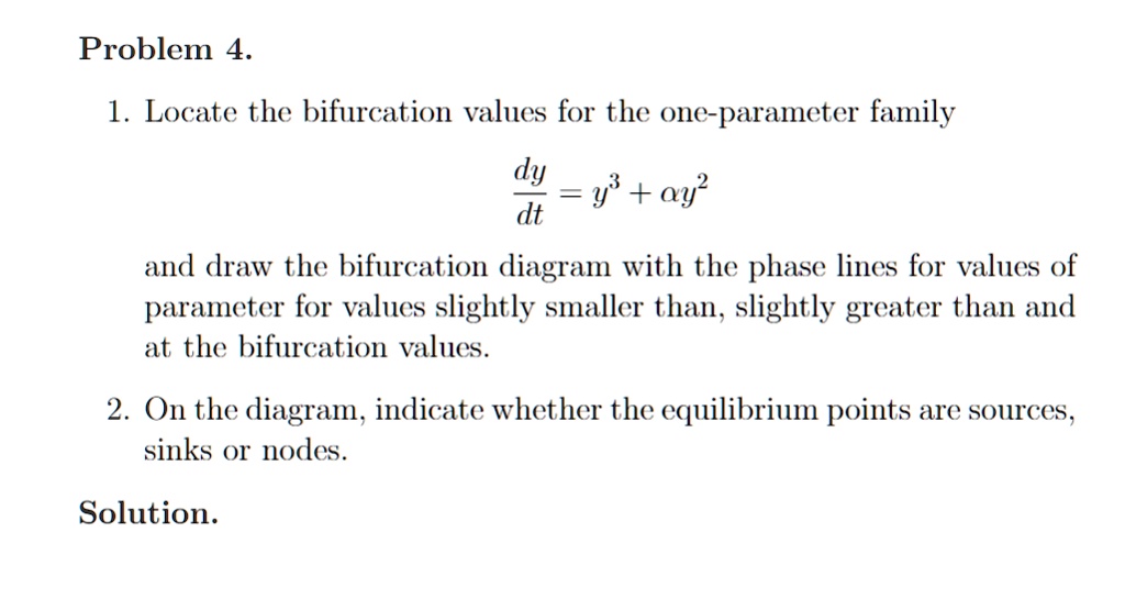 SOLVED: Problem 4. 1. Locate the bifurcation values for the one ...