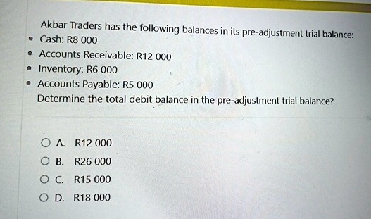 akbar traders has the following balances in its pre adjustment trial ...