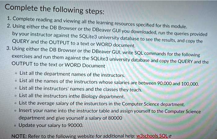 Solved Complete The Following Steps 1 Complete Reading And Viewing All The Db Learning 4721