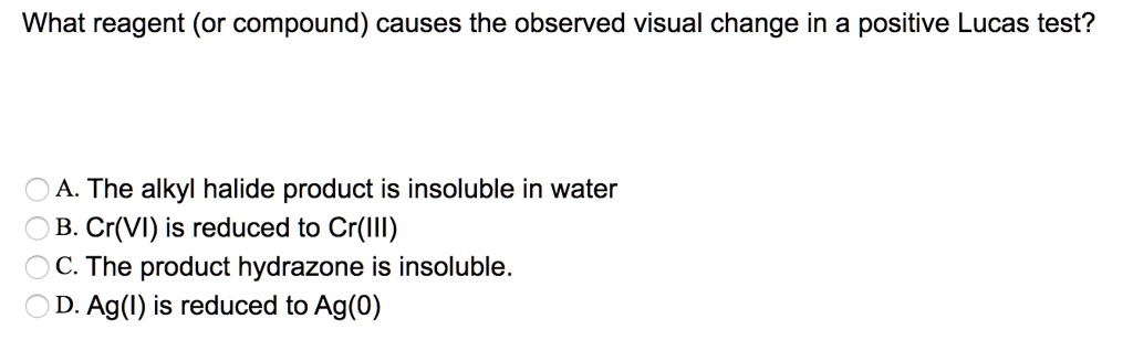 SOLVED: What reagent (or compound) causes the observed visual change in ...