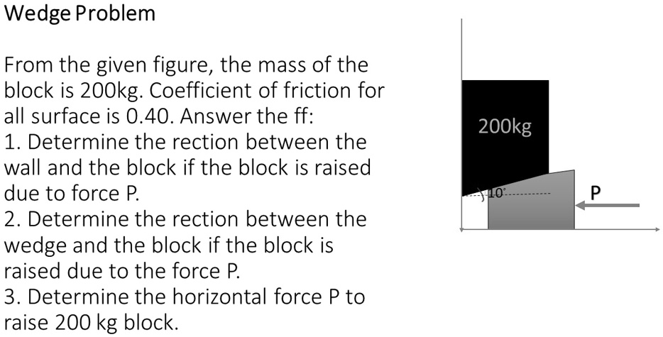 SOLVED: Wedge Problem From the given figure, the mass of the block is ...