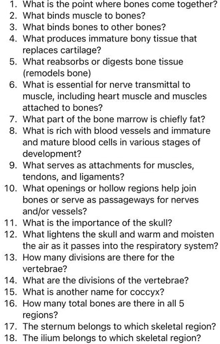 SOLVED: What is the point where bones come together? What binds muscle ...