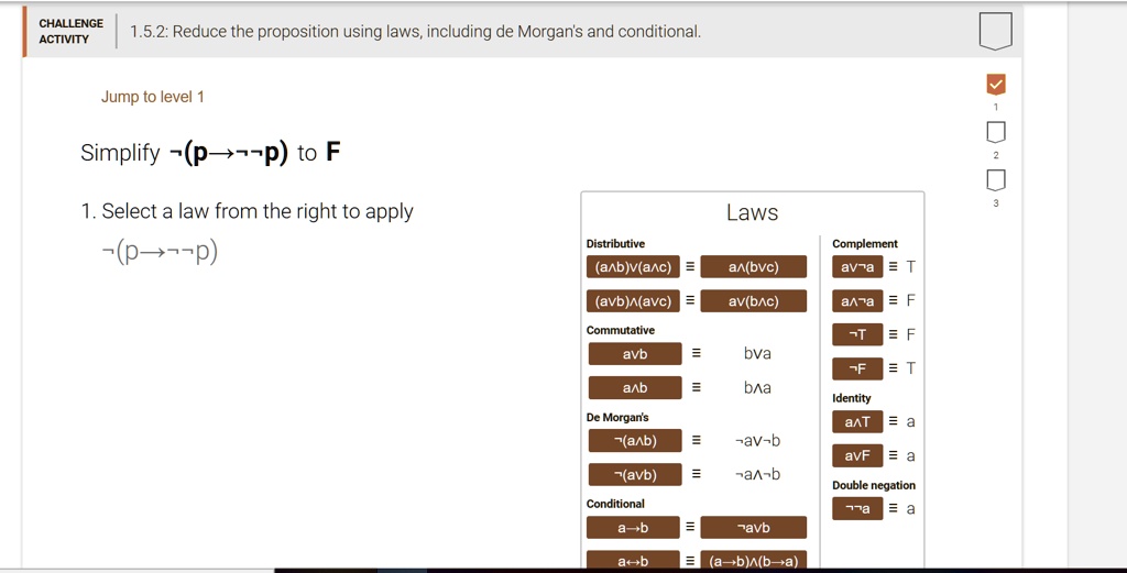 challenge activity 152 reduce the proposition using laws including de ... challenge activity 152 reduce the proposition using laws including de ...