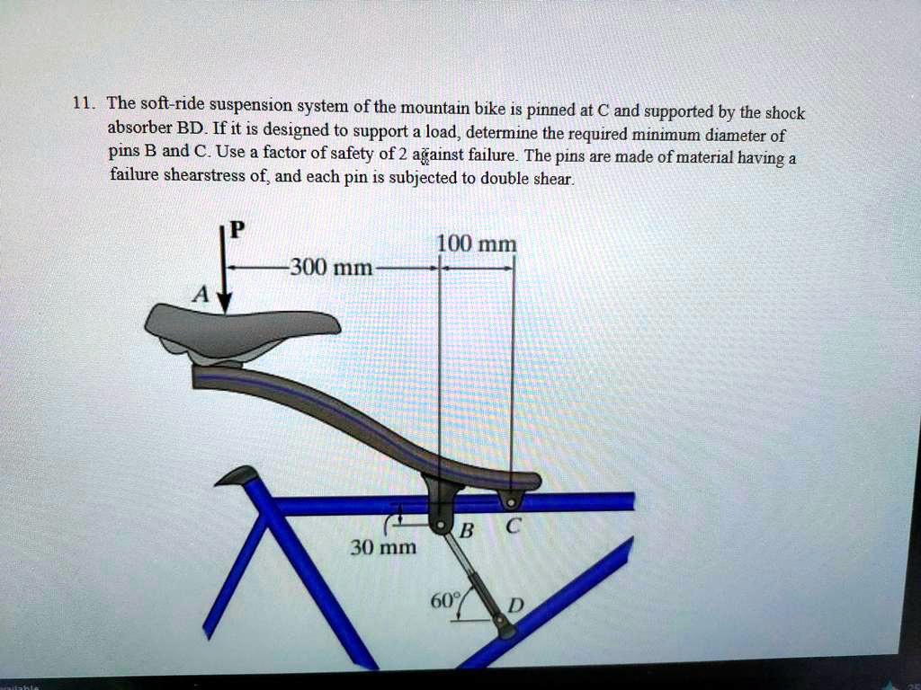 11. The soft-ride suspension system of the mountain bike is pinned at C ...