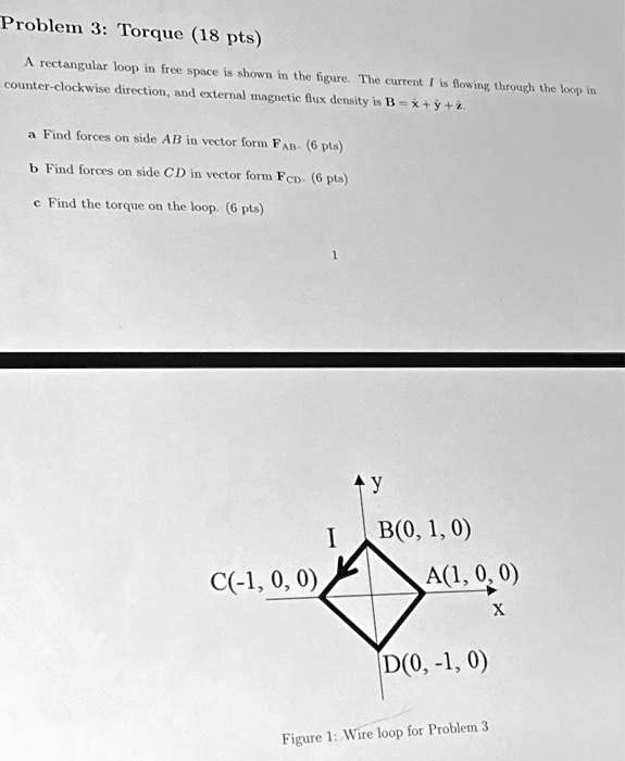 SOLVED: Problem 3: Torque (18 pts) A rectangular loop in free space is shown in the figure. The ...