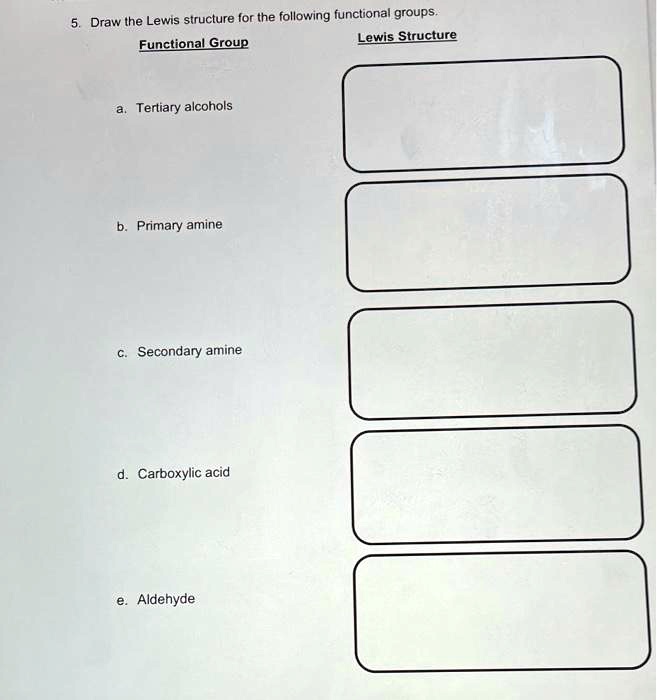 5. Draw the Lewis structure for the following functional groups ...