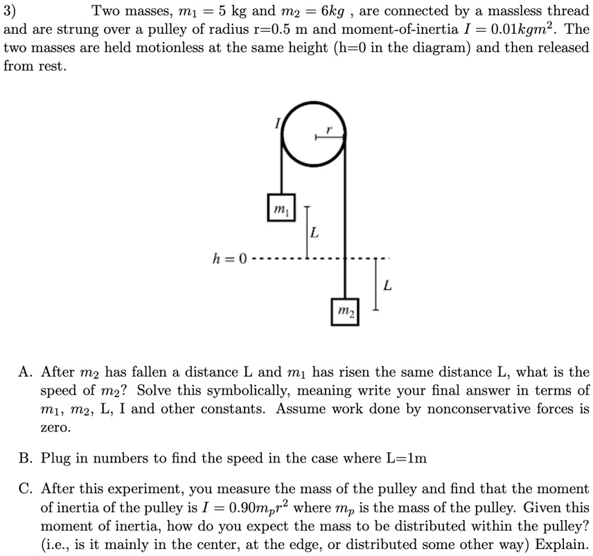 Solved 3 Two Masses M1 5 Kg And M2 6kg Are Connected By A