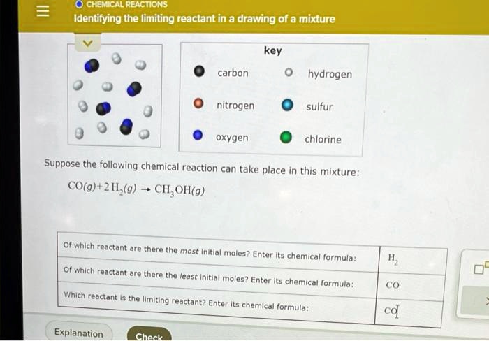 CHEMICAL REACTIONS Identifying the limiting reactant in a drawing of a ...