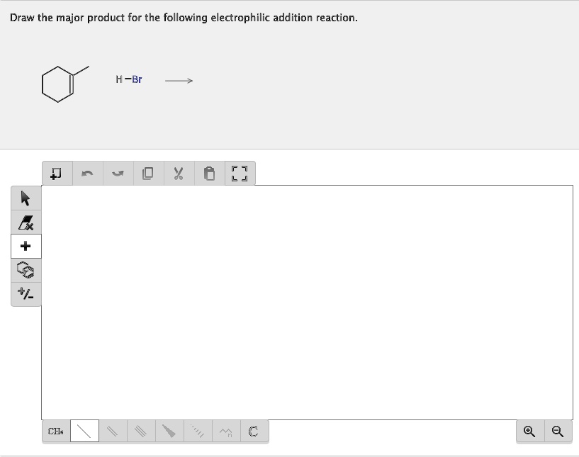 SOLVED: Draw the major product for the following electrophilic addition reaction H-Br E 0 #1 CH