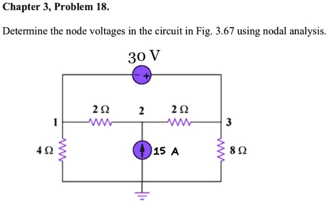 Chapter 3, Problem 18. Determine the node voltages in the circuit in Fig. 3.67 using nodal ...