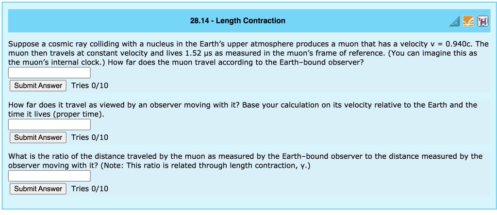 2814 length contraction suppose cosmic ray colliding with a nucleus in ...